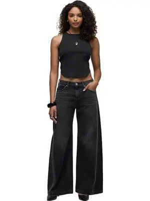Hudson Jeans Jodie Loose Wide Leg Track Denim - Black Track