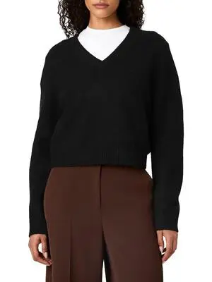 French Connection Suzie V-neck Cropped Sweater - Black