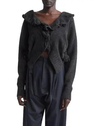 PILLINGS BY RYOTA MURAKAMI Asymmetric Cashmere Cardigan - Black