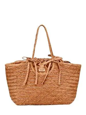OLD TREND Reed Heritage Woven Leather Shopper - Beige