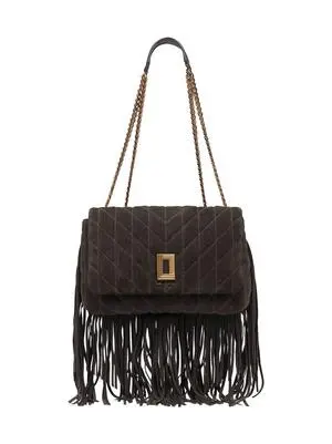 Karl Lagerfeld Paris Lafayette Suede Fringe Shoulder Bag - Fudge