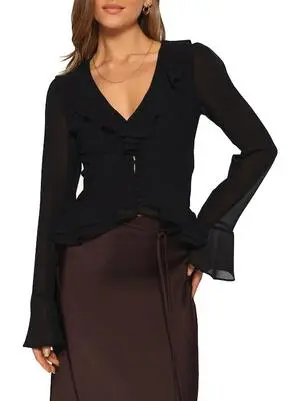 PETAL & PUP Vilma Ruffle Top - Black