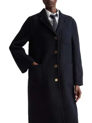 Thom Browne Bell Sleeve Virgin Wool Coat - Navy