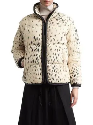 Moncler Rayonnant Animal Print Quilted Puffer Jacket - White Animalier