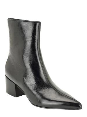 Calvin Klein Suede Pointed Toe Block Heel Booties - Black