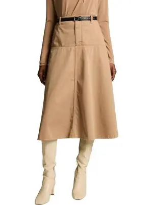 Vince Washed Cotton A-line Midi Skirt - Carmello