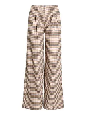 Marine Layer Allison Pleated Moleskin Wide Leg Trousers - Fall Check