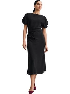 The Fold Doppio Salerno Boat-neck Midi Dress - Black