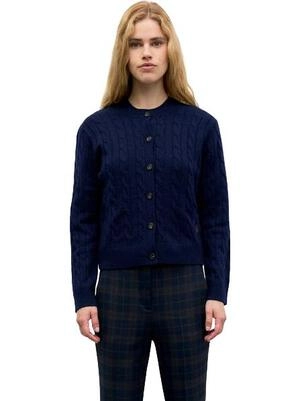 Gerard Darel Cable Knit Cardigan - Navy Blue