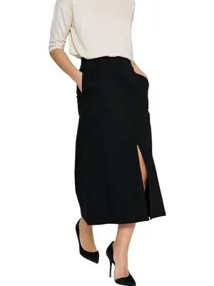 RESIDUS Amine Mid Slit A-line Midi Skirt - Black
