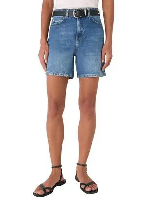 Whistles Mid Rise Relaxed Shorts - Denim