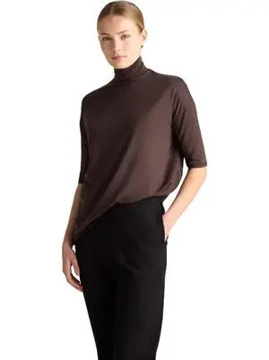 RESIDUS Residus Tomasine Jersey Turtleneck Top Ganache