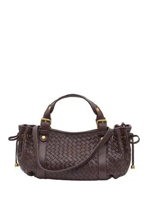Gerard Darel Handwoven Lamb Leather Satchel - Bordeaux