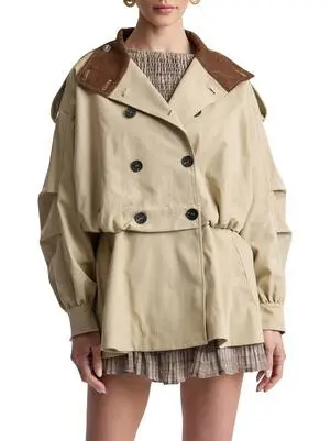 Avec Les Filles Blouson Peplum Trench Jacket - Khaki