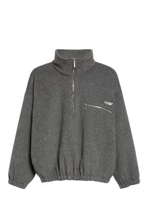 SONG FOR THE MUTE Oversize Half Zip Pullover - Charcoal