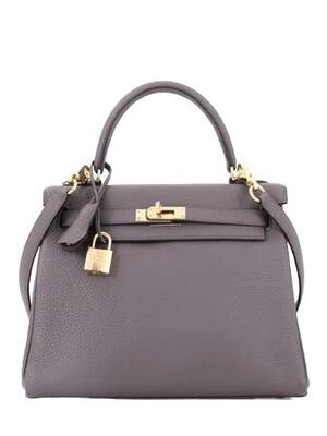 Hermès Kelly Handbag Togo With Gold Hardware 25 - Grey