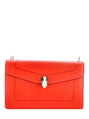 BVLGARI Serpenti Forever Wallet On Chain Leather Small - Red