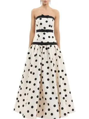 Rebecca Vallance Bacio Polka Dot Strapless Gown - Spot
