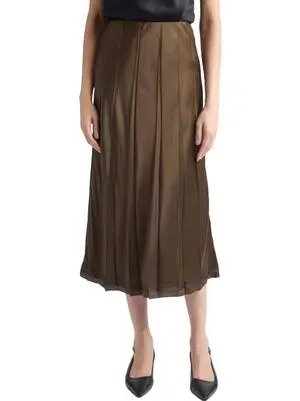 VINCE Vince Raw-Edge Pleated Satin Skirt
