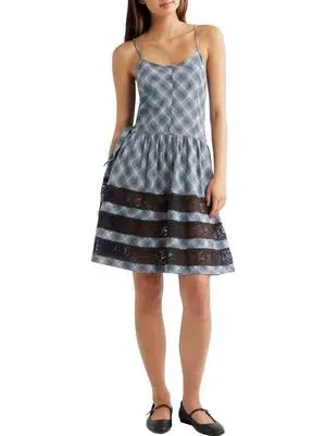 DAMSON MADDER Iggy Lace Insert Midi Dress - Blue