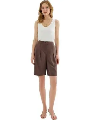 MONLICIA Vera Tencel Bermuda Shorts - Brown