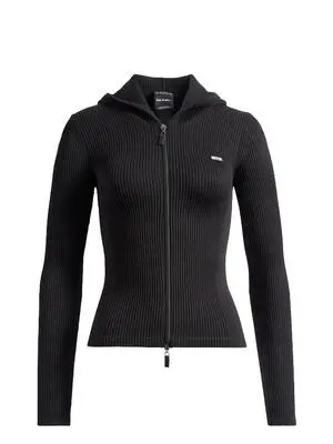 IETS FRANS Hooded Knit Track Top Black