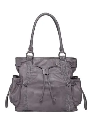 OLD TREND Brassia Genuine Leather Woven Utility Tote - Grey