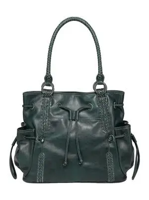 OLD TREND Brassia Genuine Leather Woven Utility Tote - Kale