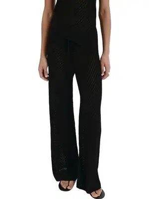 Mango Straight Leg Knit Pants - Black