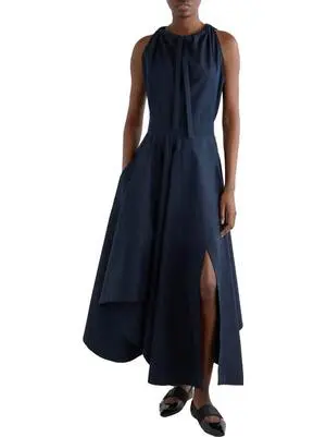 Givenchy Asymmetric Long Dress With Bow - Dark Blue