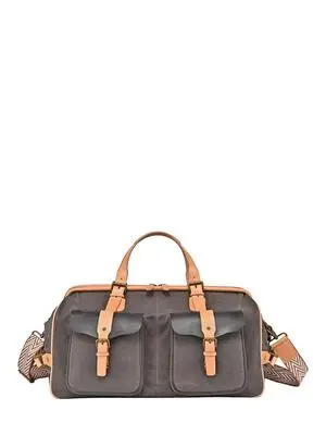 OLD TREND Speedwell Genuine Leather Waxed Canvas Travel Duffel - Grey