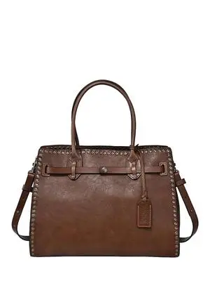OLD TREND Westland Genuine Leather Textured Heritage Tote - Stone