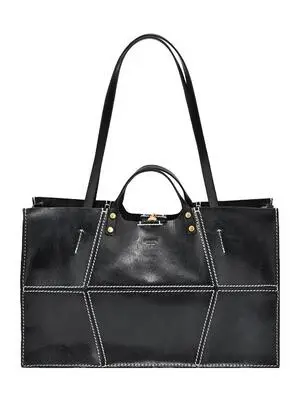 OLD TREND Rosa Genuine Leather Spacious Carryall Tote - Black