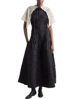 KUR Removable Lace Collar Sleeveless Maxi Dress - Black