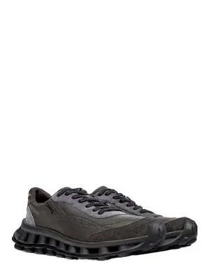 Camper Pelotissima Leather Lace-up Sneakers With Sculptural Sole - Dark Gray