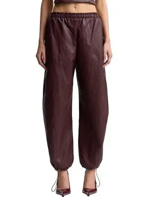 Avec Les Filles Elastic Waist Faux Leather Balloon Pants - Bordeaux