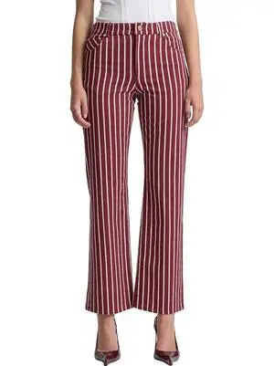 Avec Les Filles Striped High Waist Bootcut Jeans - Cabernet Stripe