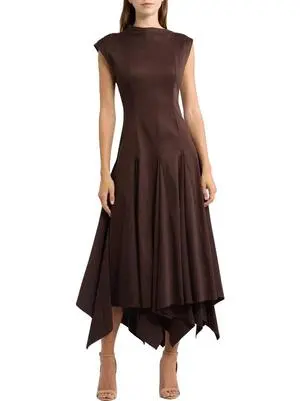 Black Halo Eloise Asymmetric Maxi Dress - Sable