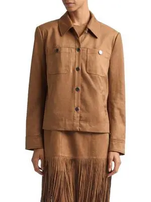 TOCCIN Isalya Faux Suede Button Front Jacket - Cedar