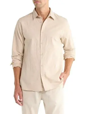 RHYTHM Classic Linen & Cotton Button-up Shirt - Sand