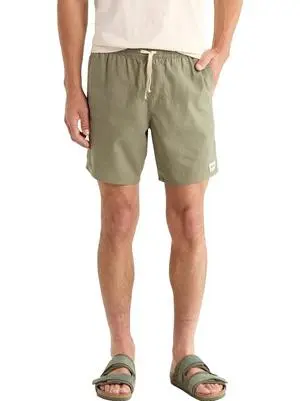 RHYTHM Classic Linen & Cotton Jam Drawstring Shorts Olive