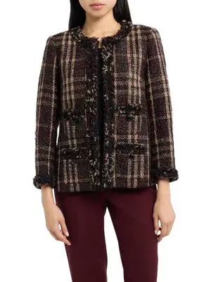 Anne Klein Metallic Tweed Jacket - Barolo Multi