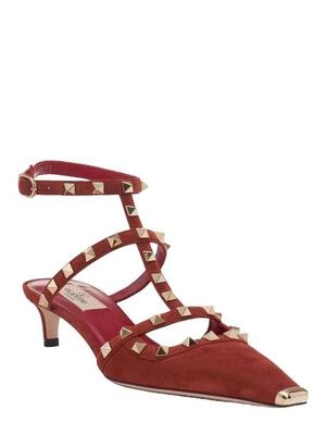 Valentino Garavani Rockstud Caged Ankle Strap Pumps - Rust