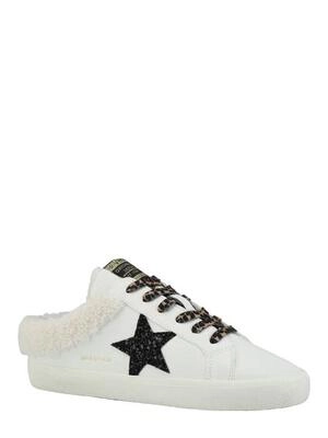 Vintage Havana Star Faux Fur Lined Sneaker Mule - White