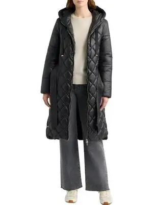 Love Token Malik Quilted Puffer Coat - Black