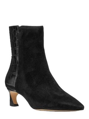 Kate Spade New York Viv" Pointed Toe Croc-embossed Leather Bootie - Black