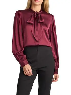 Ted Baker London Denise Tie Neck Satin Top - Tawny Port