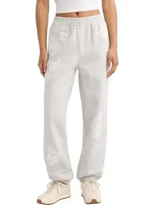 LoveShackFancy Lilia Lace Appliqué Sweatpants - Silver Fog Heather