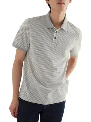 SEASALT CORNWALL Balefire Striped Organic Cotton Polo - Woad Quarry