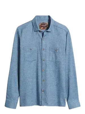 Johnston & Murphy Heathered Cotton Button-up Shirt - Blue